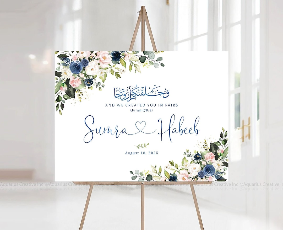 Nikkah Ceremony Sign, Nikah Welcome Sign, Islamic Wedding Sign ...