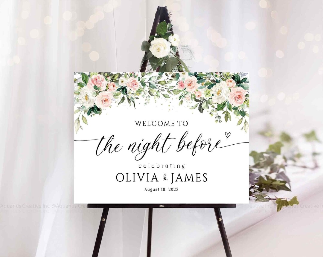 The Night Before Sign, Rehearsal Dinner Sign, Wedding Rehearsal Dinner ...