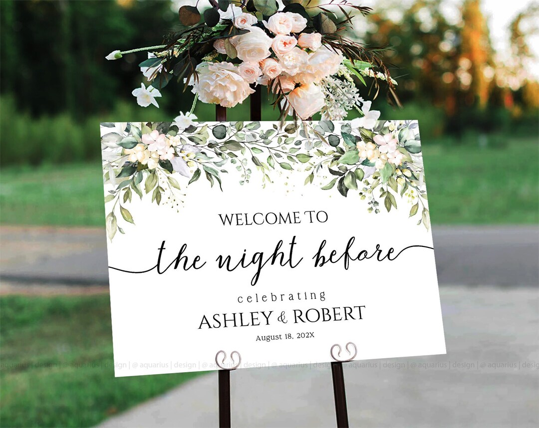 Rehearsal Dinner Sign, the Night Before Sign, Wedding Rehearsal Dinner ...