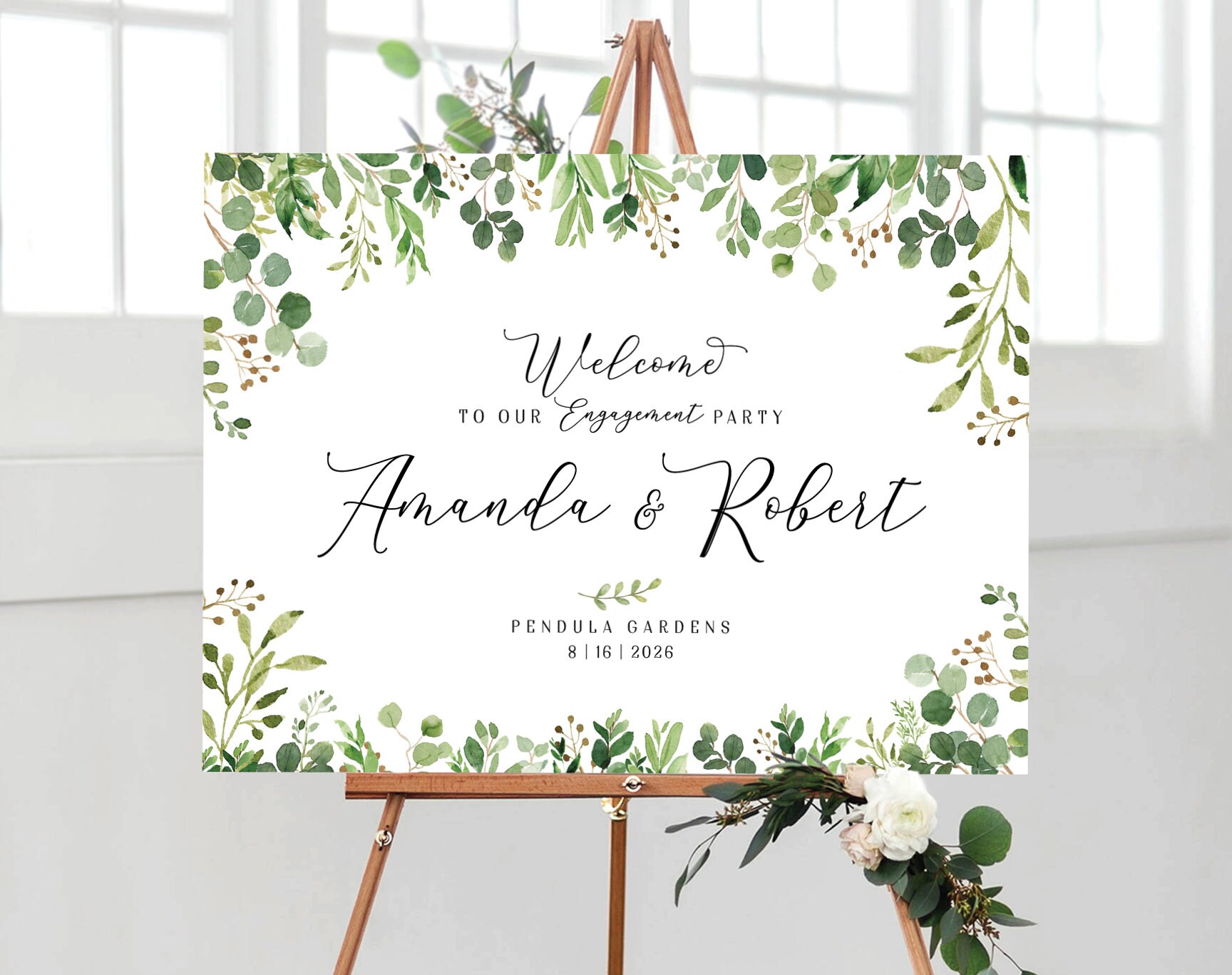 Engagement Welcome Sign Greenery Welcome Sign Printable | Etsy