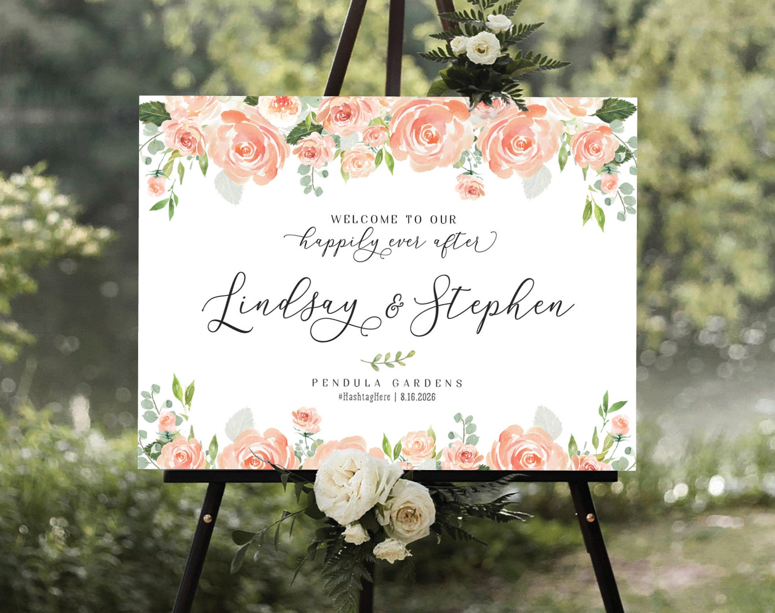 Personalized Wedding Welcome Sign, Wedding Signs, Coral Wedding Decor ...
