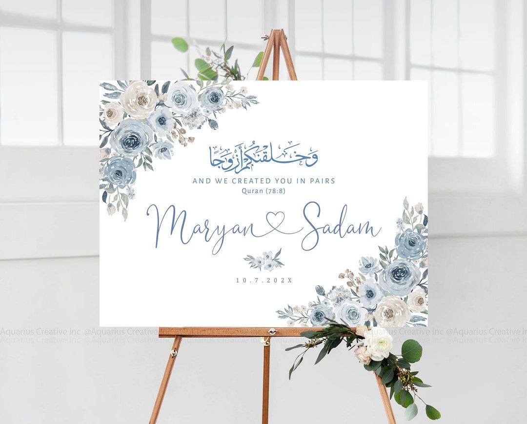 Nikkah Ceremony Sign, Nikah Welcome Sign, Islamic Wedding Sign ...