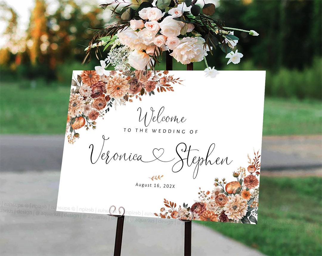 Fall Wedding Sign, Wedding Welcome Sign, Fall Wedding Decor, Autumn ...