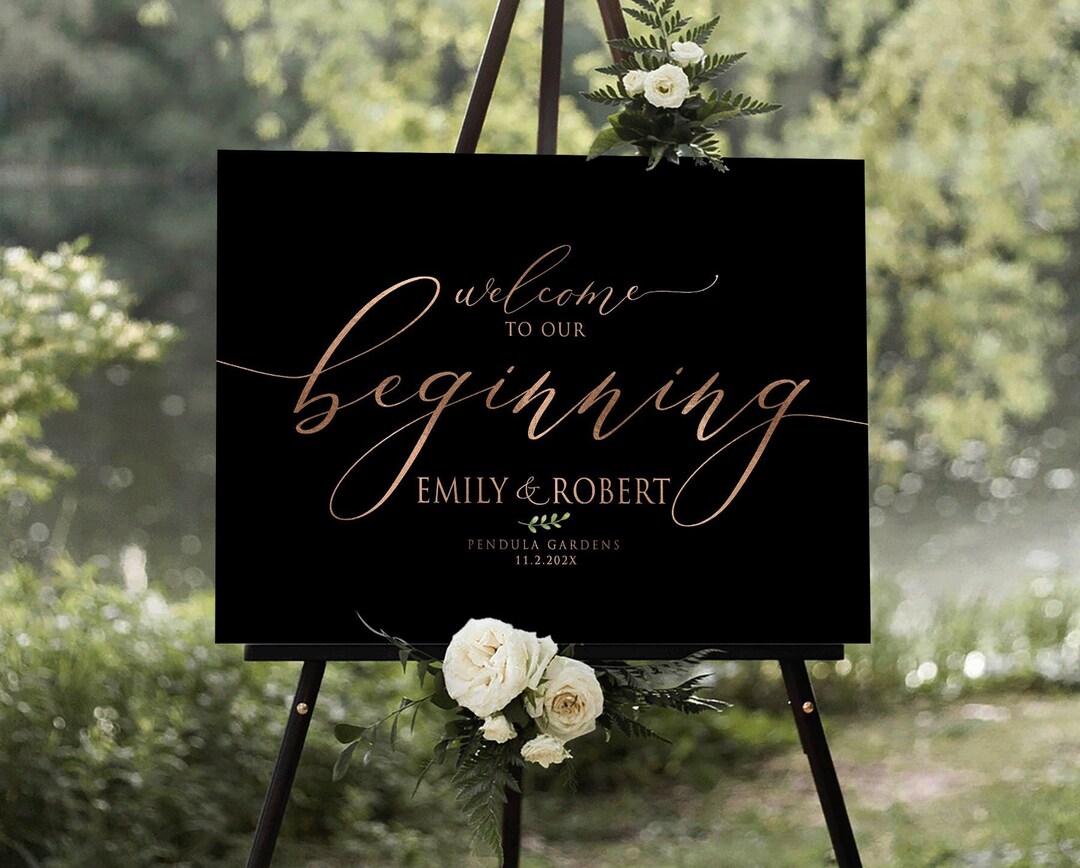 Wedding Welcome Sign, Welcome to Our Beginning Sign, Wedding Signs ...