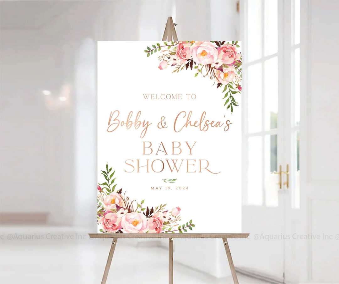 Blush Pink Baby Shower Welcome Sign, Baby Shower Sign, Baby Shower ...