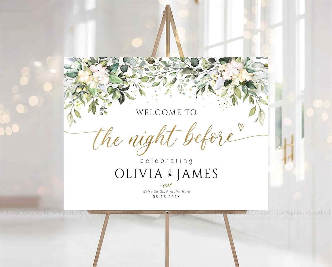 Rehearsal Dinner Sign, the Night Before Sign, Wedding Rehearsal Dinner ...