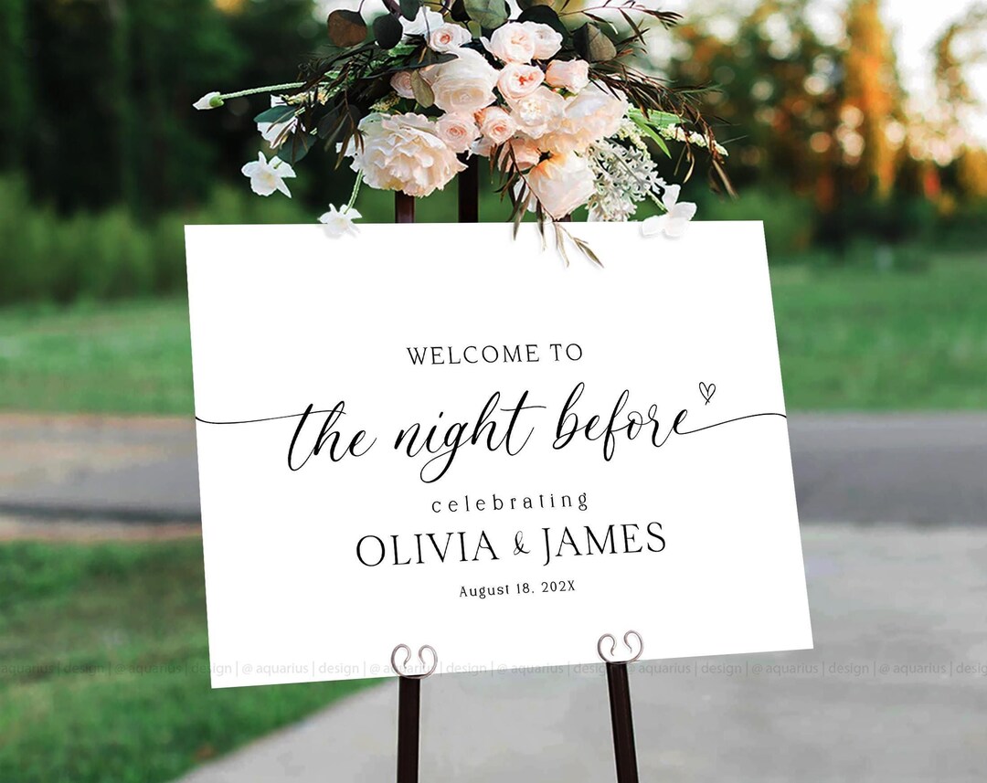 Rehearsal Dinner Sign, the Night Before Sign, Wedding Rehearsal Dinner ...