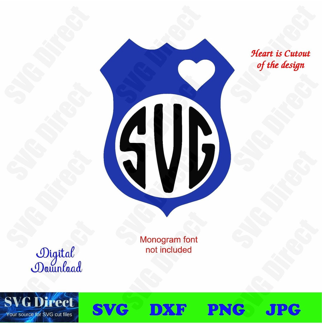 Police Badge for Monogram **** Thin Blue Line, Back the Blue, Svg, Blue ...