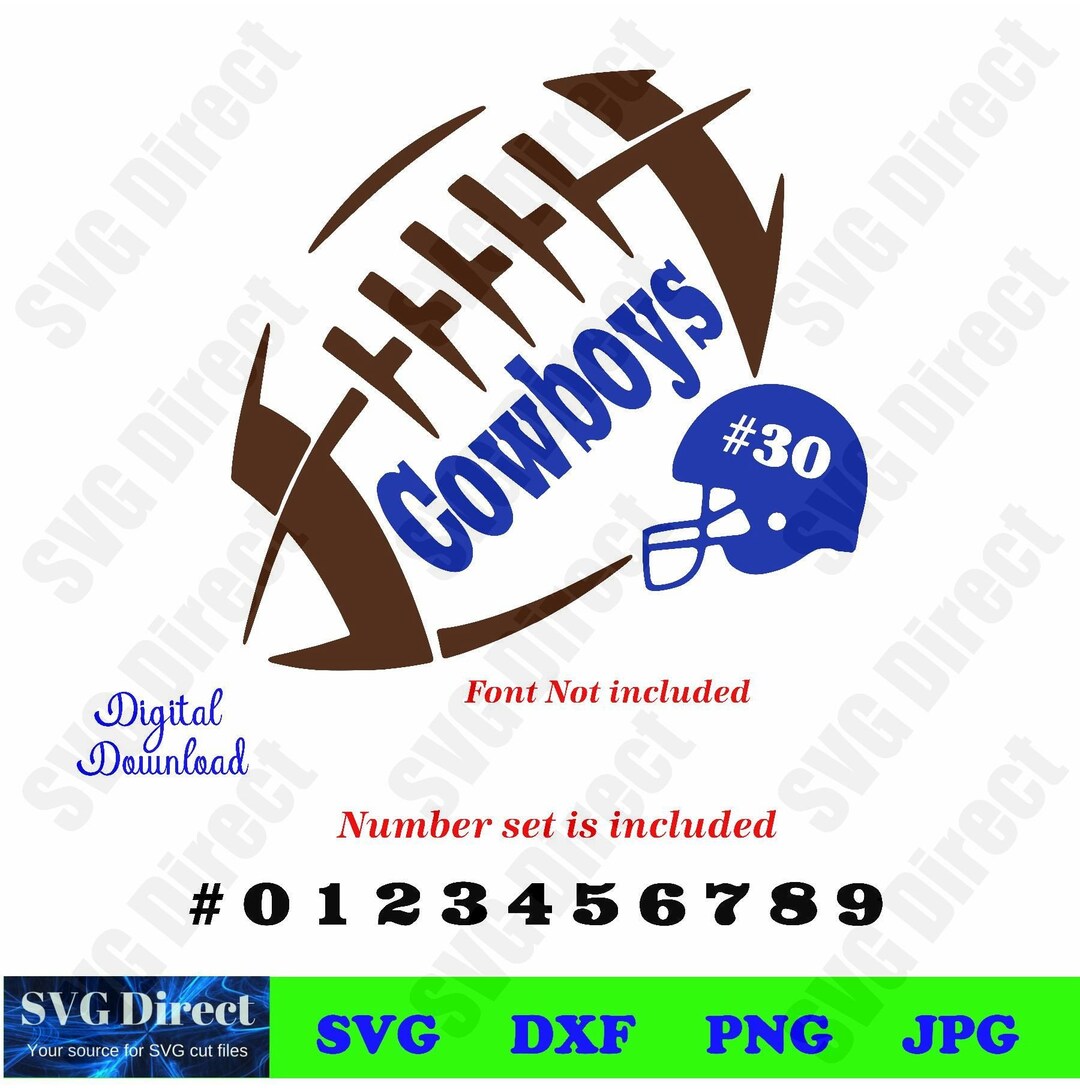 Football With Helmet and Number ****svg, Png, Dxf, Jpg Use With ...