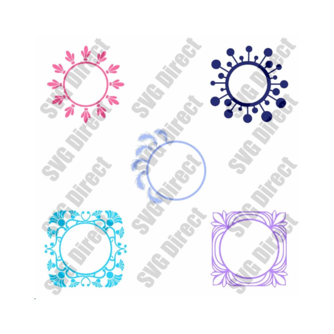 5 Unique Monogram Frames SVG Cut File - Use With Silhouette Studio ...