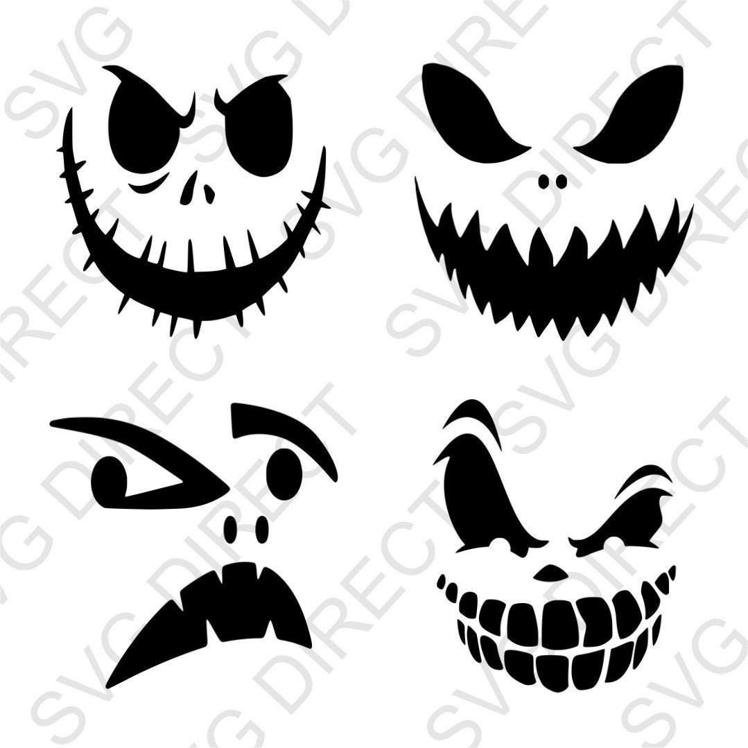 12 Halloween Pumpkin Scary Face Decal Designs - SVG Cut File - Use With ...
