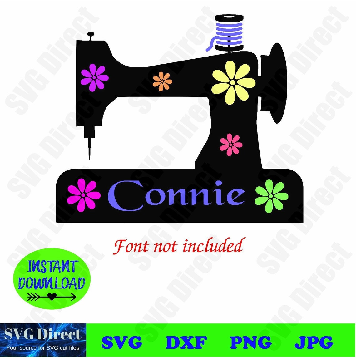 Sewing Machine W/ Name ****svg, Png, Dxf, Jpg Use With Silhouette ...