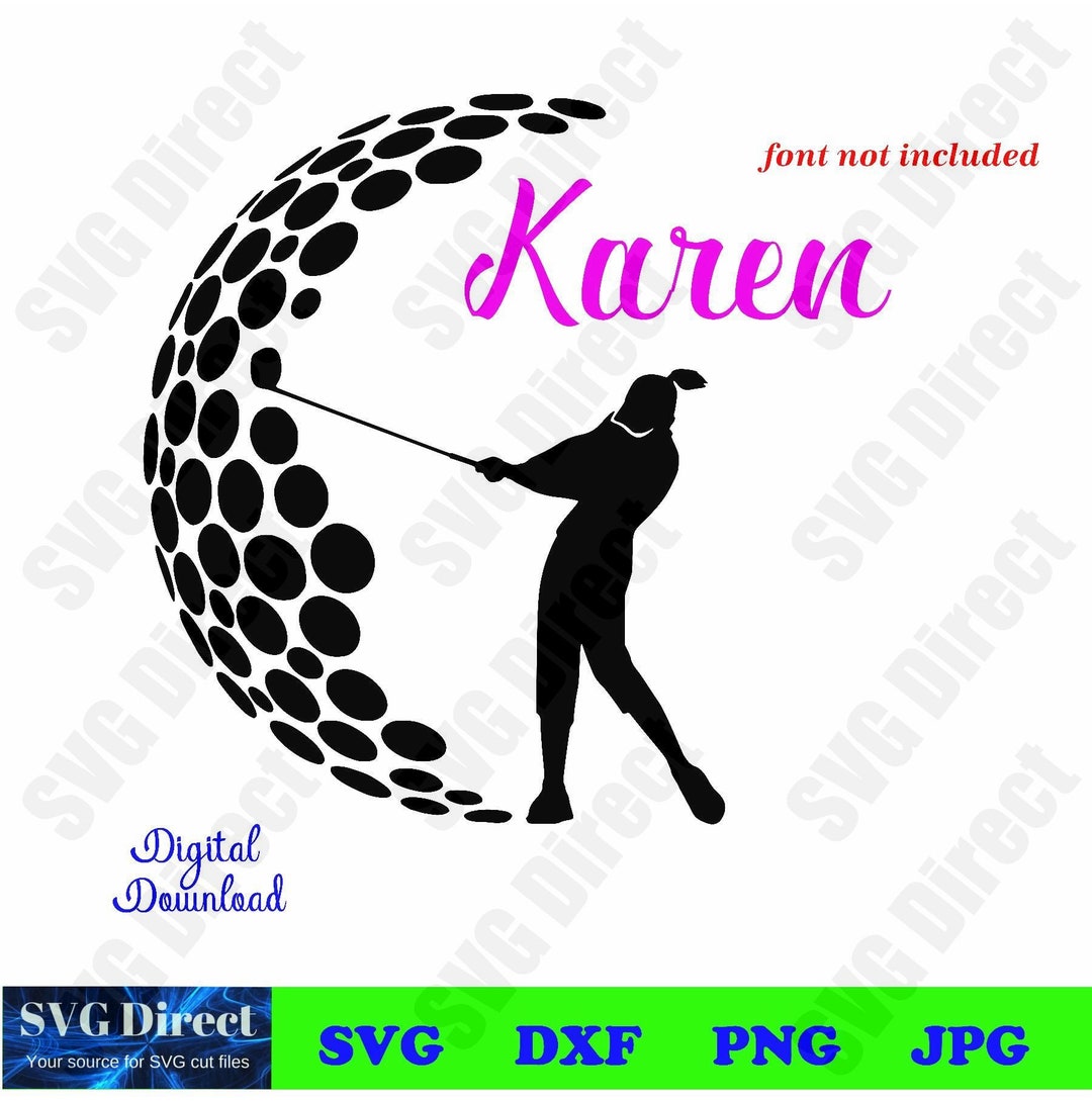 Female Golfer ****svg Cut File, Png, Dxf, Jpg Use With Silhouette ...