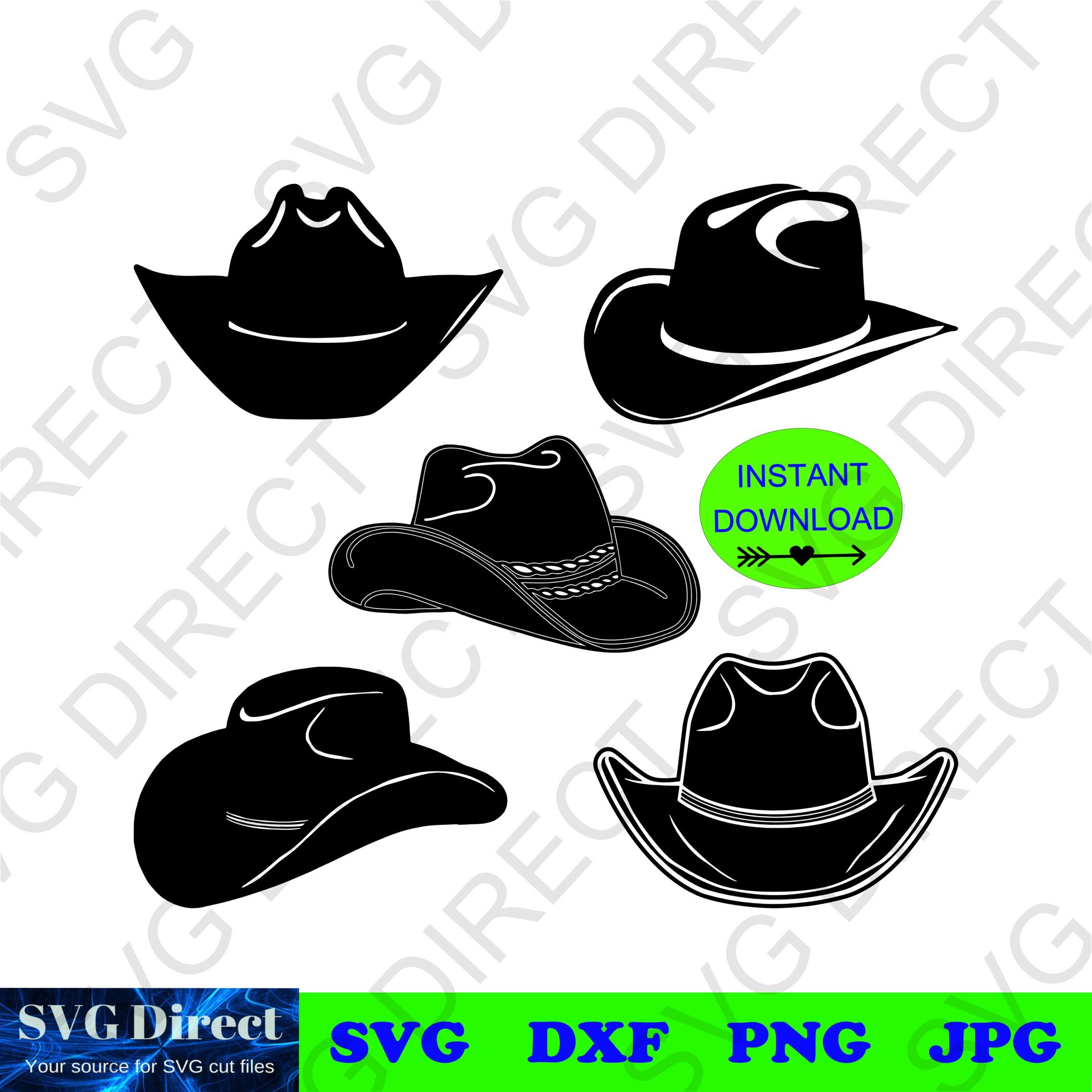 Cowboy Hat SVG Bundle, Set of 5 **** Cowboy Hat Bundle, Cowgirl, Boot ...