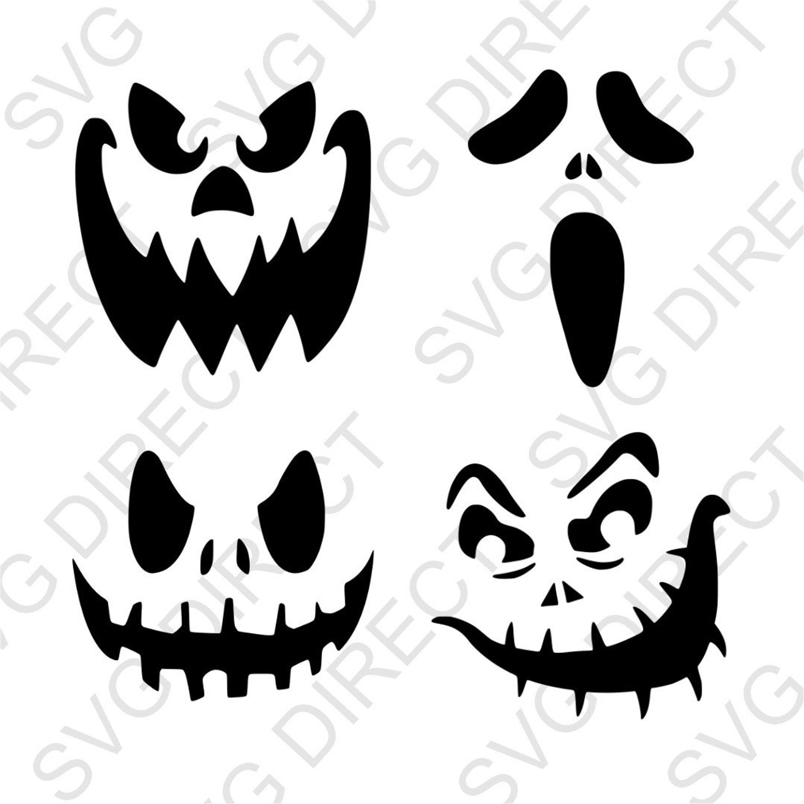 12 Halloween Pumpkin Scary Face Decal Designs - SVG Cut File - Use With ...