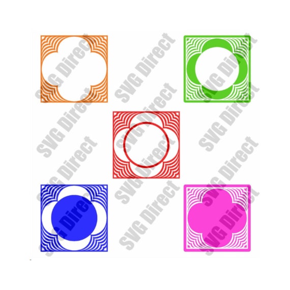 Square Monogram Frames Set of 5 SVG Cut File Use With - Etsy