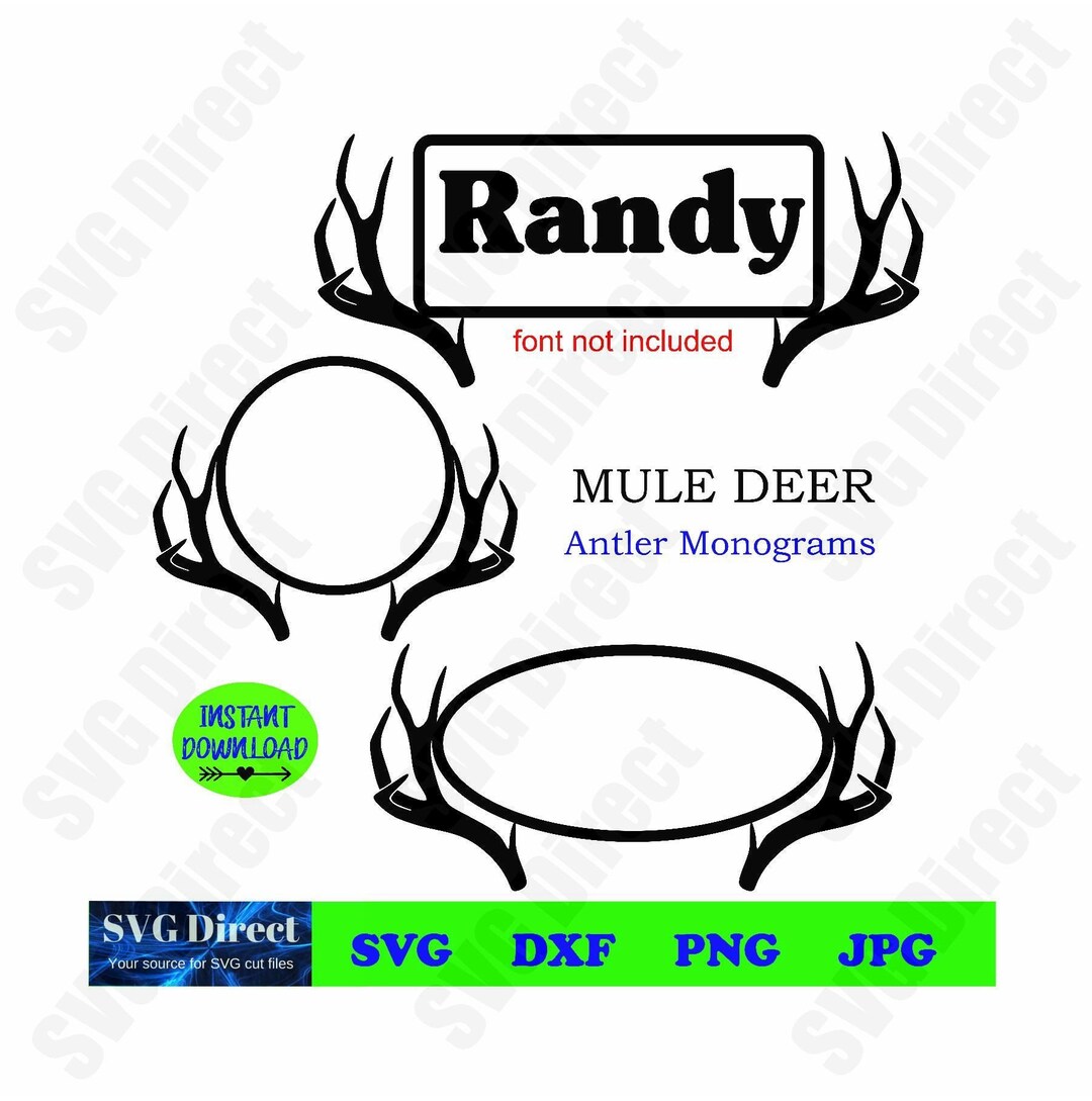 Mule Deer Antlers for Monogram - 3 Designs **** Deer Rifle Svg, Deer ...