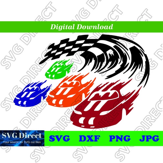 Racing Cars Stylized and Colorized svg Png Dxf Jpg - Etsy