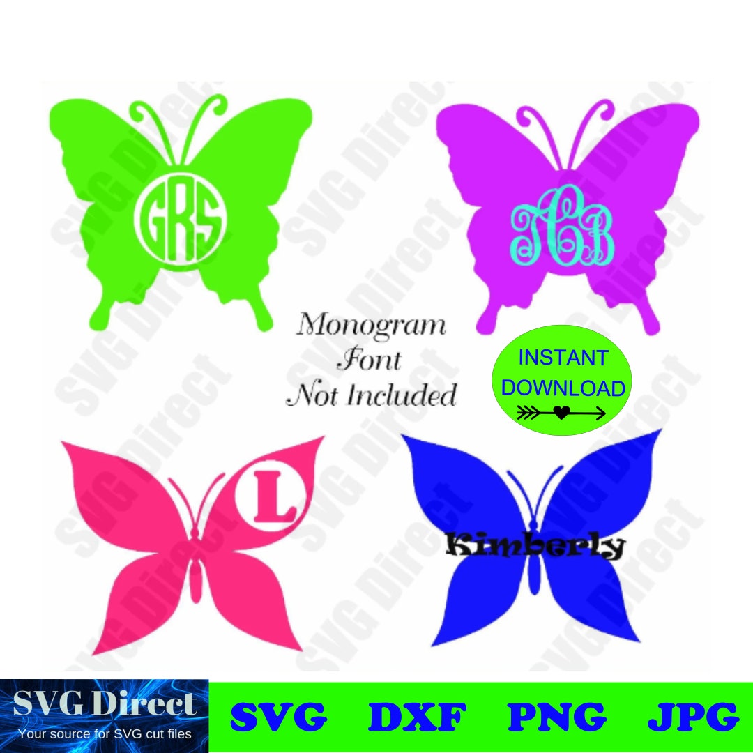 Butterflies for Monogram * Svg, Png, Dxf, Jpg Use With Silhouette ...