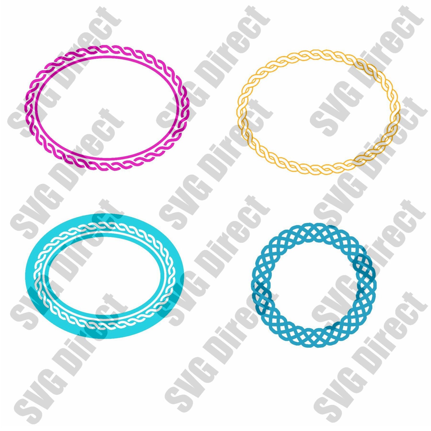 4 Oval Monogram Frames SVG cut file use with Silhouette | Etsy