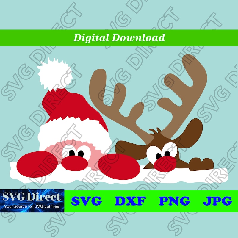 Santa and Reindeer Svg - Etsy