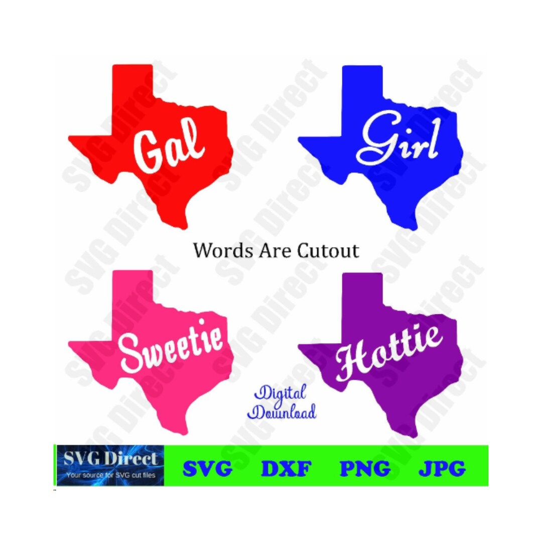 4 Texas Designs With Cutout Words ****svg, Png, Dxf, Jpg Use With ...