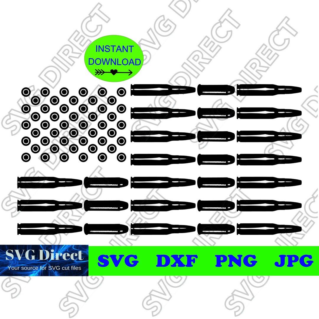 US Cartridge Flag - Bullet Flag Svg, Ammo Flag Png, Dxf, Jpg - Digital ...