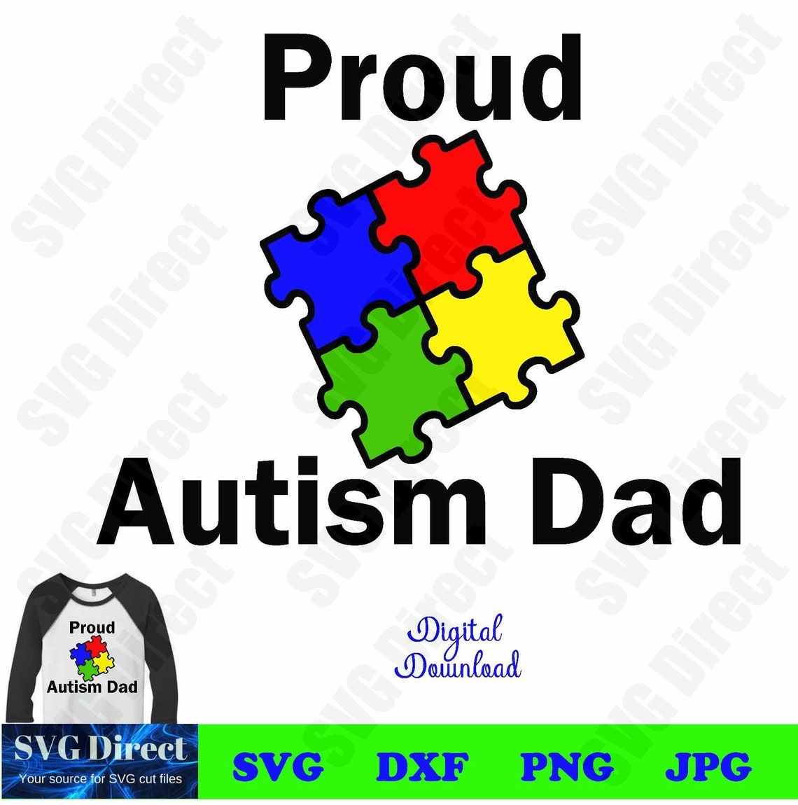 Proud Autism Dad svg Png Dxf Jpg Use With Silhouette | Etsy