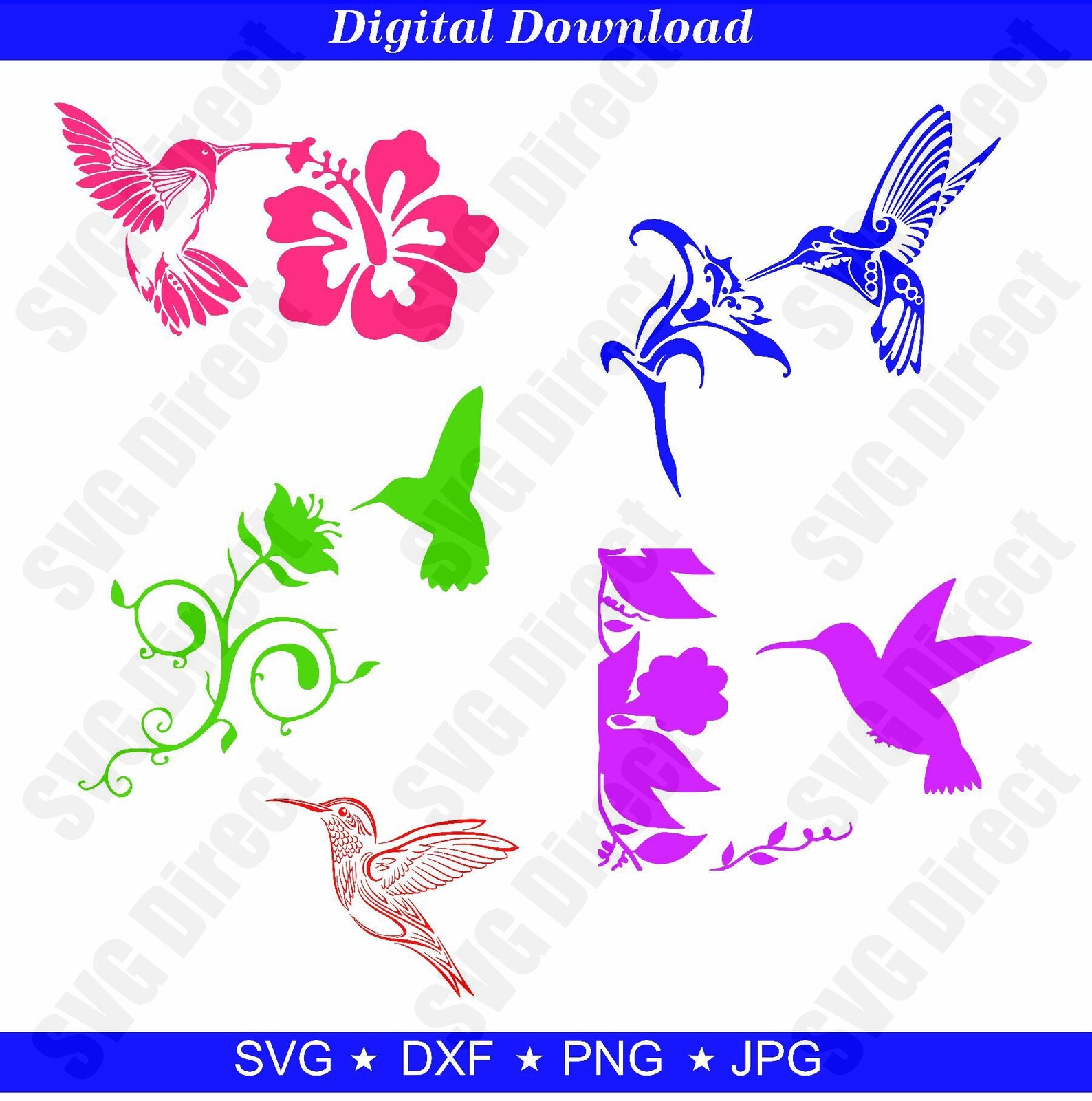 HUMMINGBIRDS 5 Designs svg Png Dxf Jpg Use With - Etsy