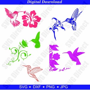 HUMMINGBIRDS - 5 Designs ****svg, Png, Dxf, Jpg Use With Silhouette ...