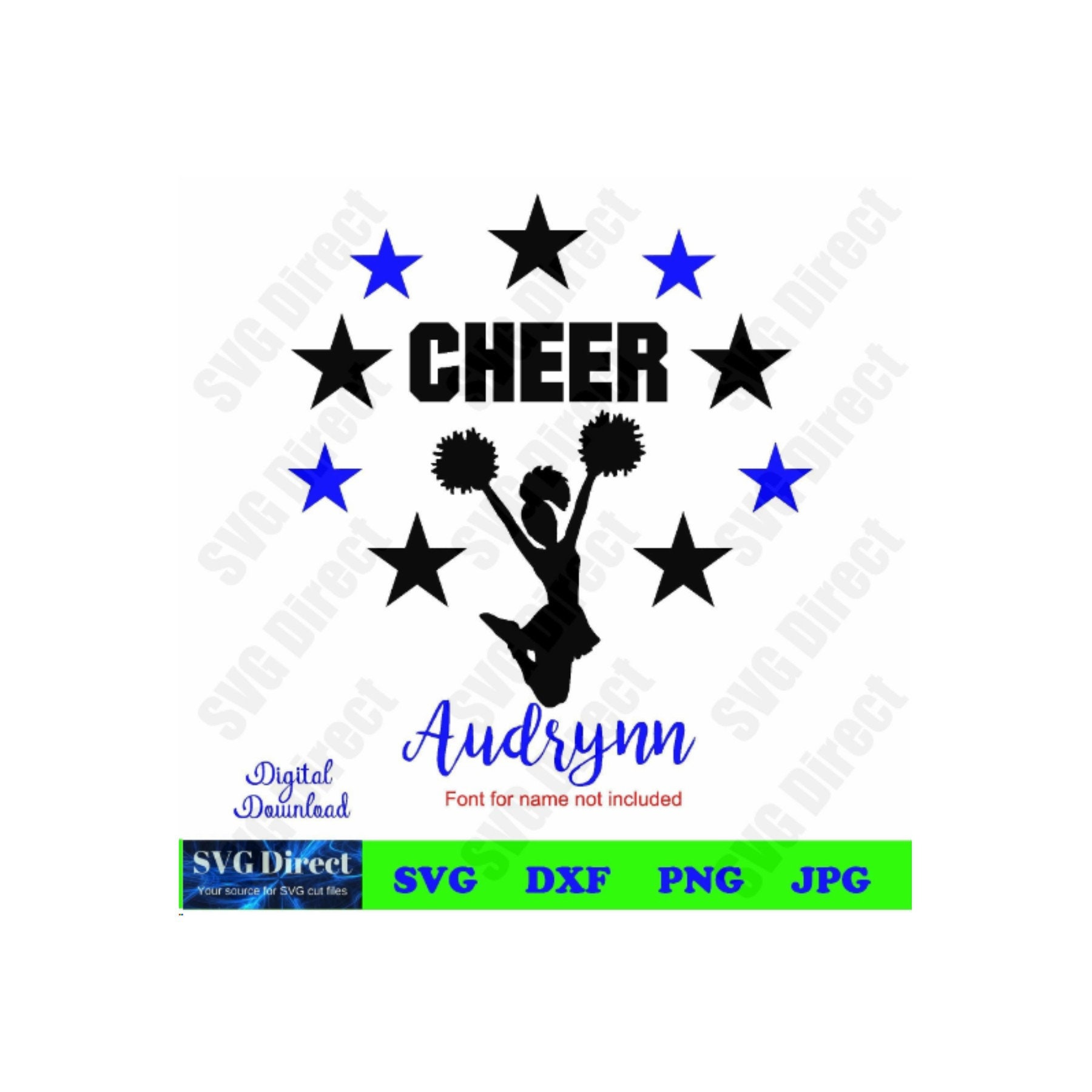 Cheerleader CHEER Stars Monogram Svg Png Dxf Jpg use | Etsy