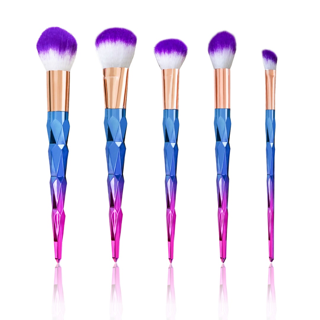 Makeup Brush Set Crystal Pink & Blue Face Makeup Brushes - Etsy