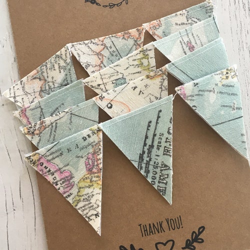 Handmade Earth World Map Bunting Vintage Look Fabric Atlas | Etsy