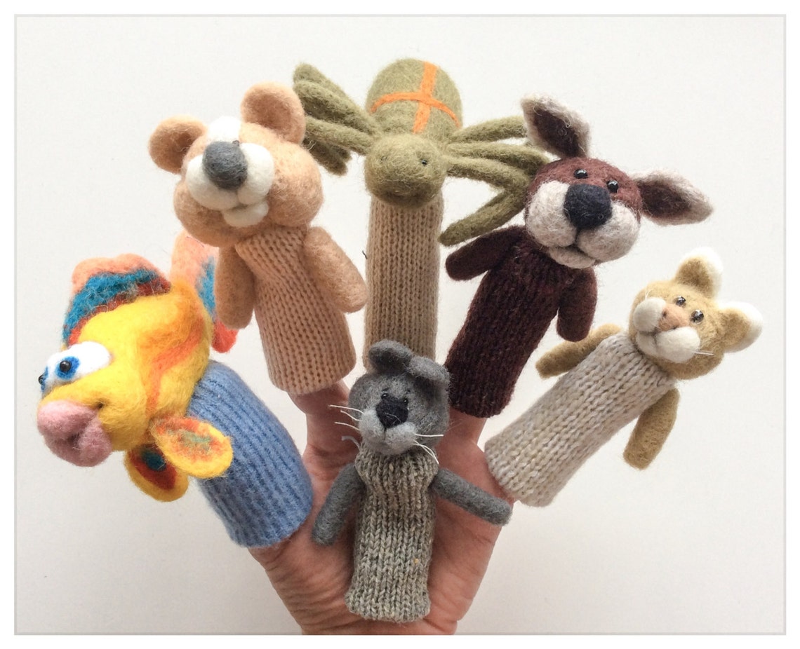 Pets of the House - Finger Puppets in Felted Wool - Etsy