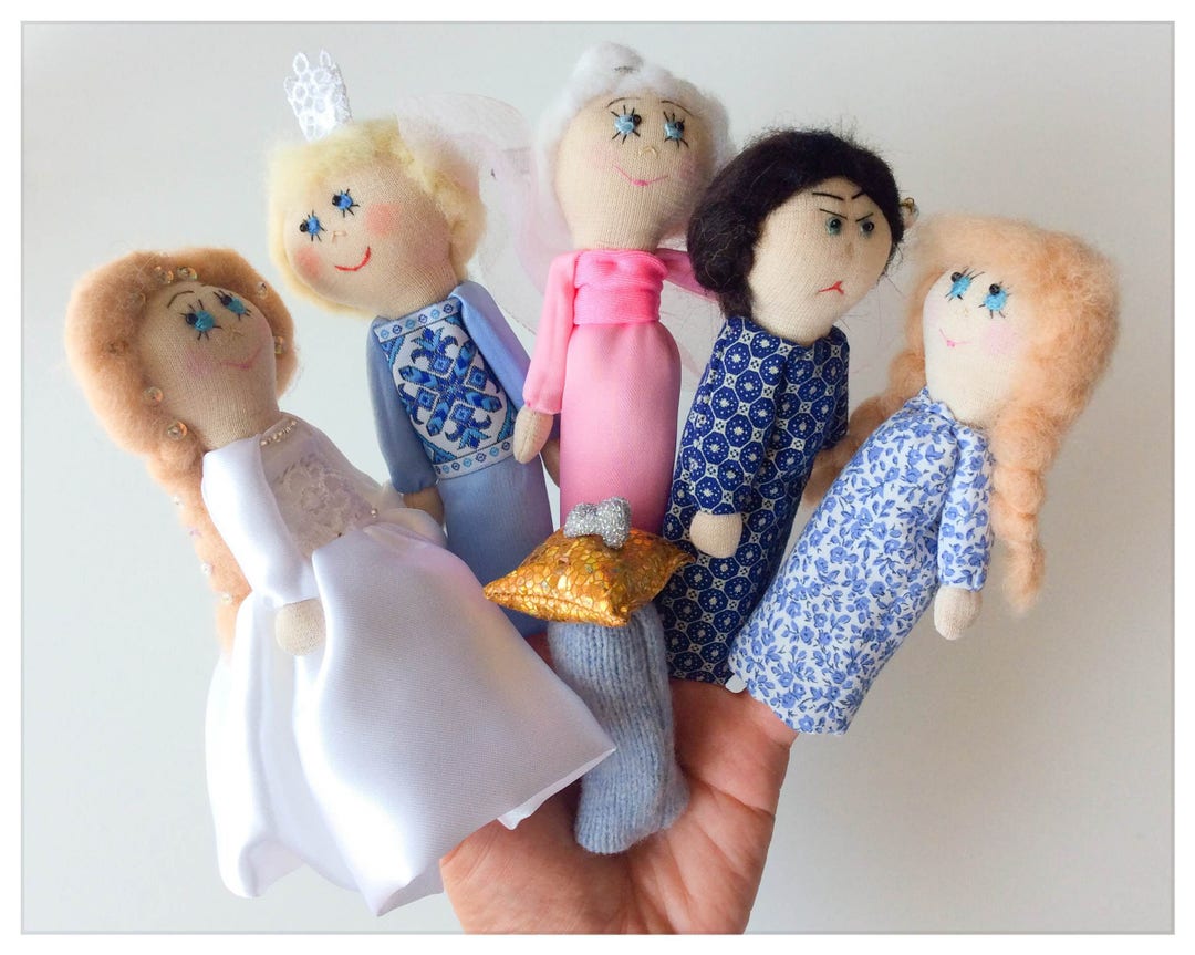 Cinderella - Fabric and Knitted Finger Puppets - Etsy