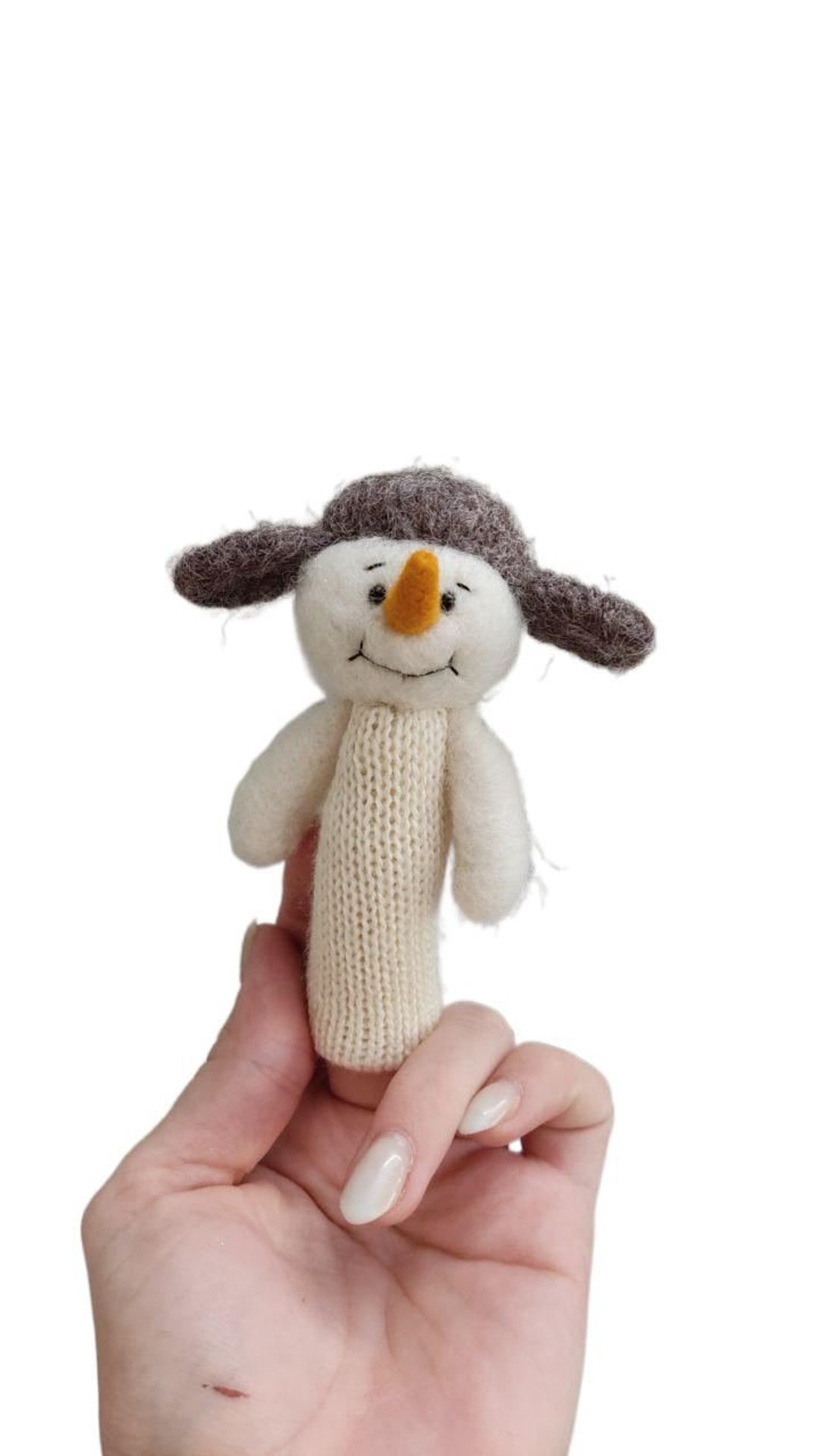 Snowman Wool Finger Puppet. . - Etsy