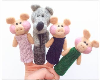 Three Little Pigs, Puppet Show, Finger Puppets, Gift for Children - Etsy