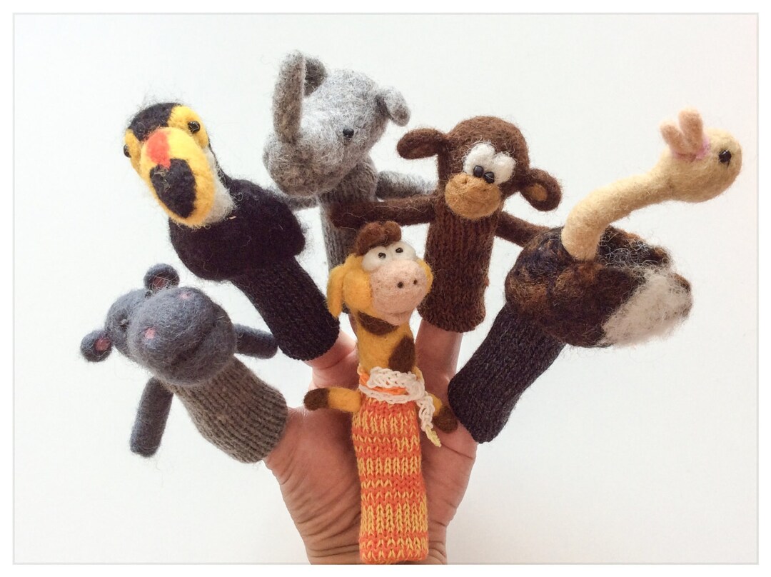 Animal Finger Puppets "safari - 7 Felted Wool Puppets - Etsy