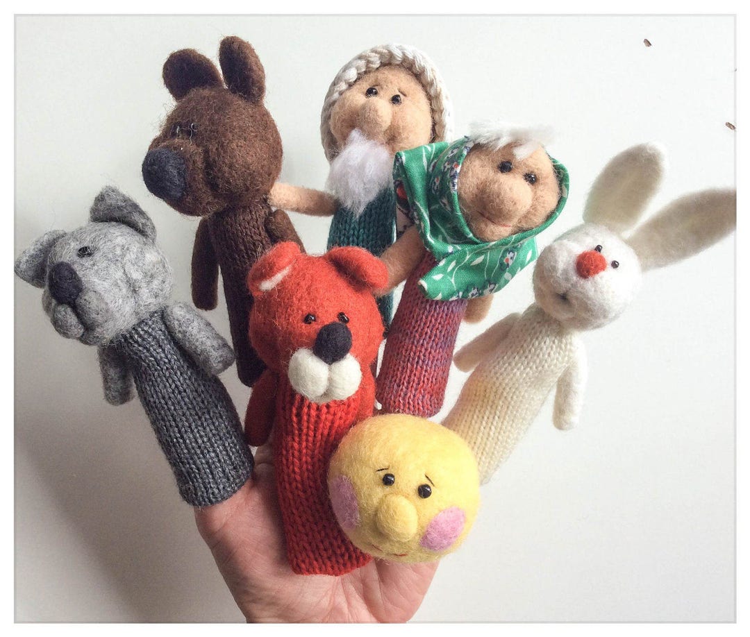 Set of Felted Wool Finger Puppets roule Galette 7 Characters - Etsy