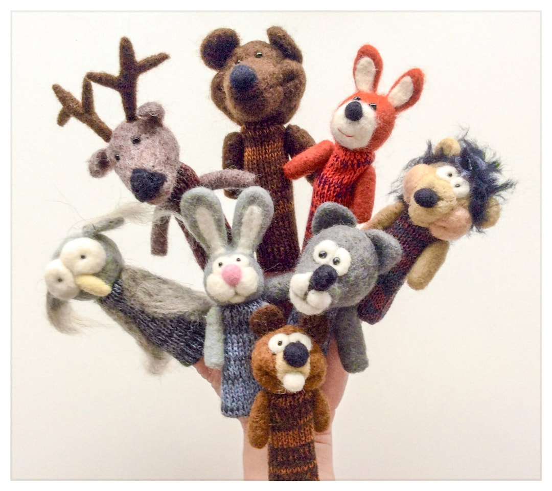 Puppets-animals of Forest/la Forêt - 8 Felted and Knitted Wool Finger ...