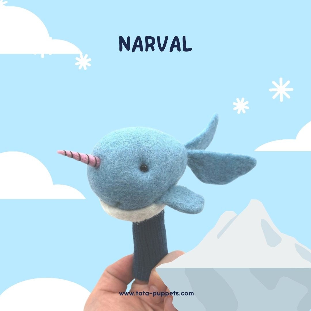 Felted Wool Finger Puppet Narwhal a Sea Unicorn. - Etsy