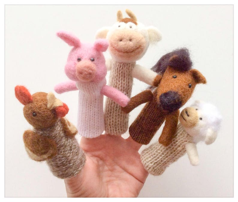 Farm Animal Puppets, Handmade in Feutree Wool and Knitting - Etsy