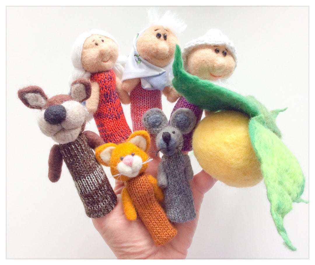 Finger Puppets in Felted Wool and Knit "big Turnip"/repka - Etsy