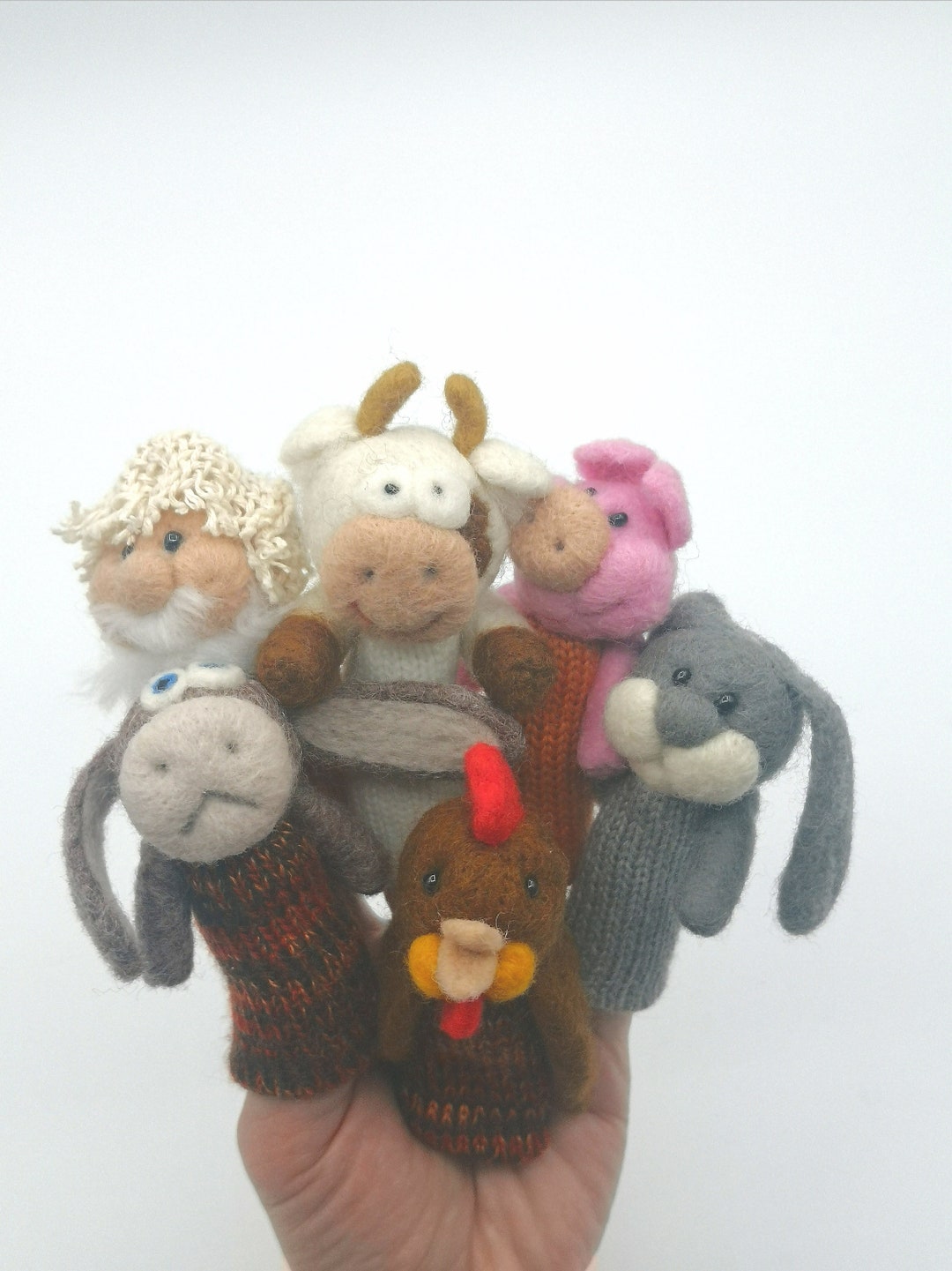 Farm Animals Puppets Has Fingers in Felted Wool. - Etsy