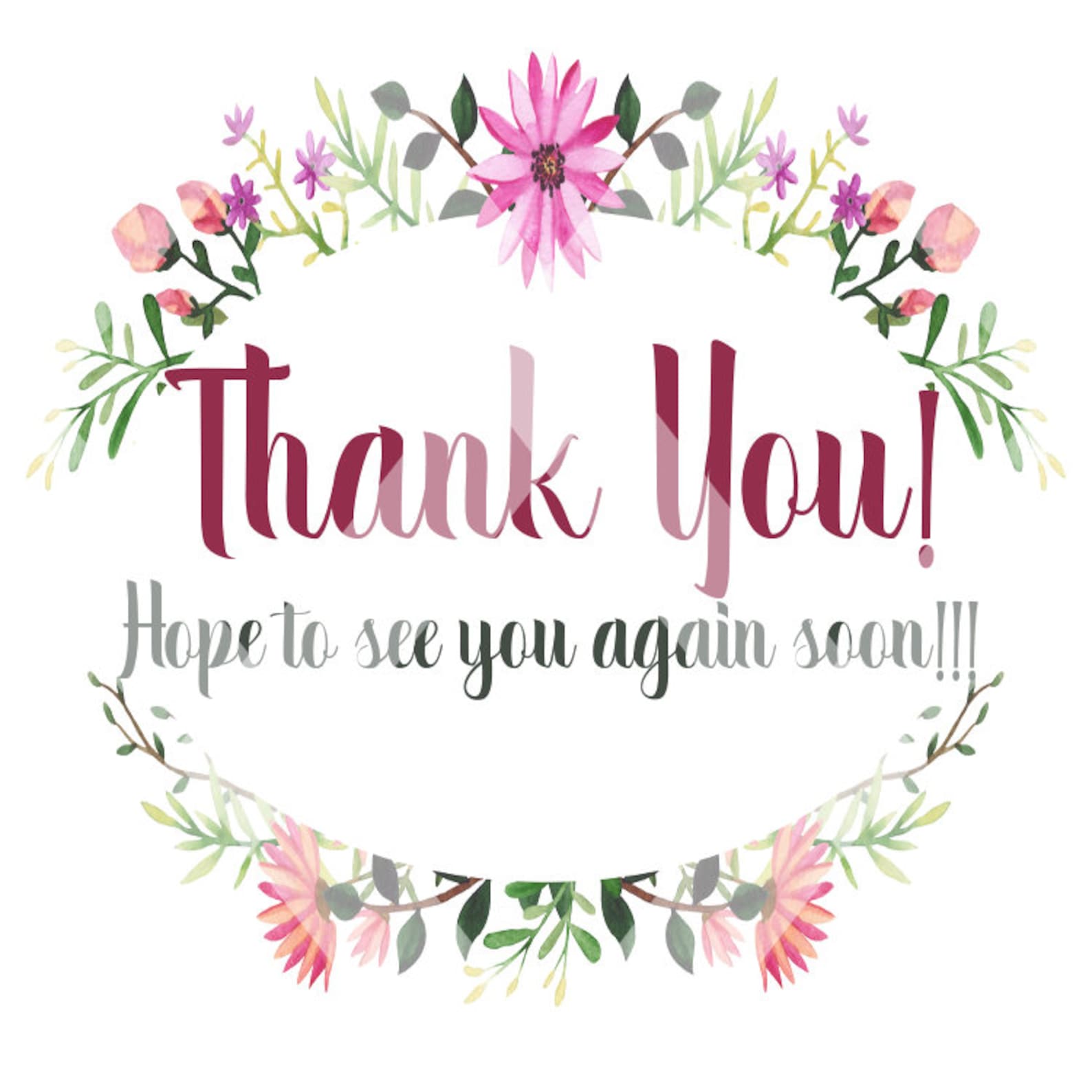 Thank You Hope to see you again Printable Digital Image WC | Etsy