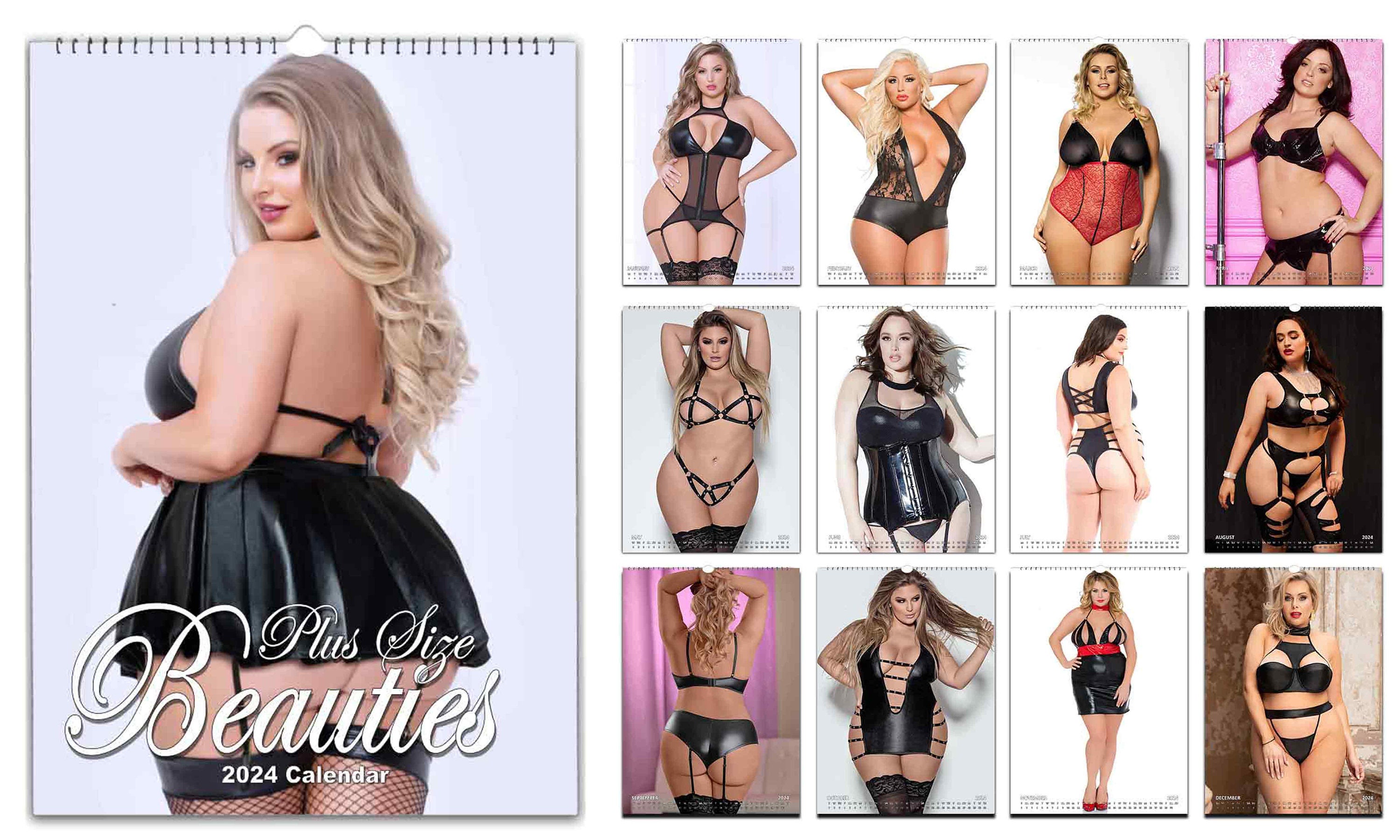 Plus Size Girls Pinups 2024 Calendario Personalizado Foto Completa Fechas Delgadas Colgado En La