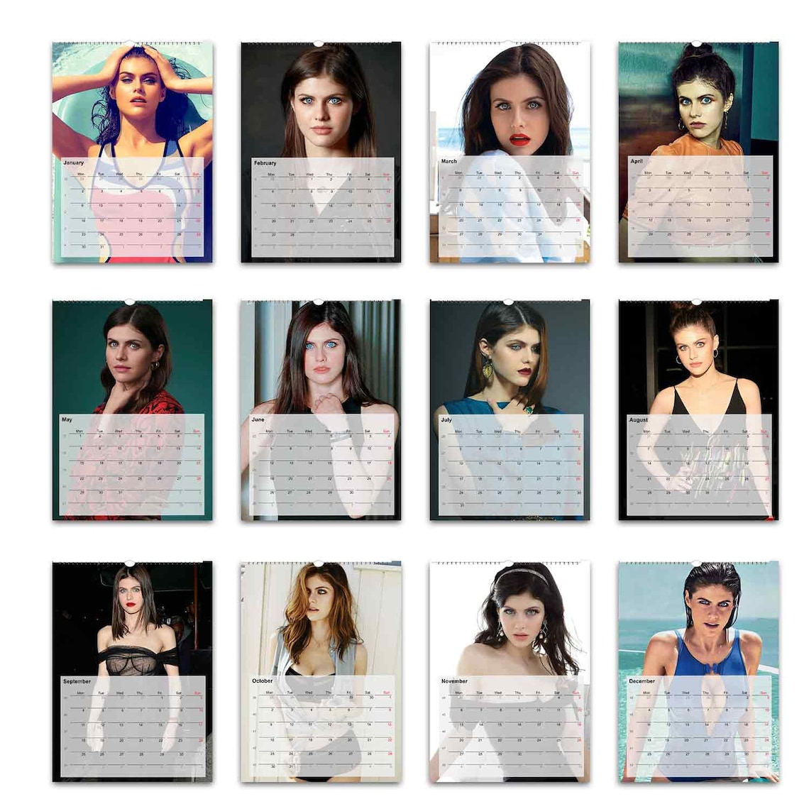 Sexy Alexandra Daddario Full Photo Calendar | Choose Start Month 2026/ ...
