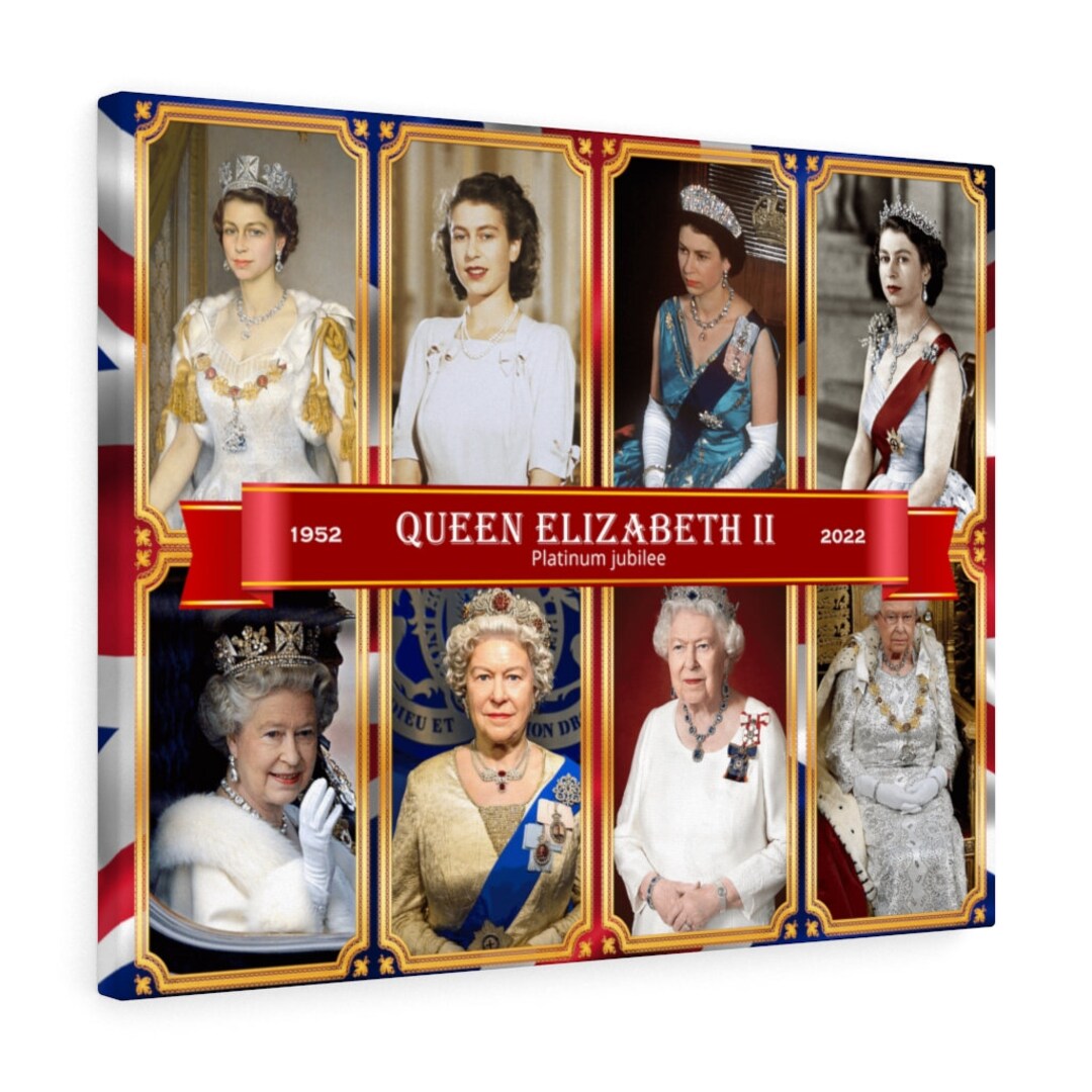 Queen Elizabeth II Platinum Jubilee 2022 Large Stretched Canvas - Etsy