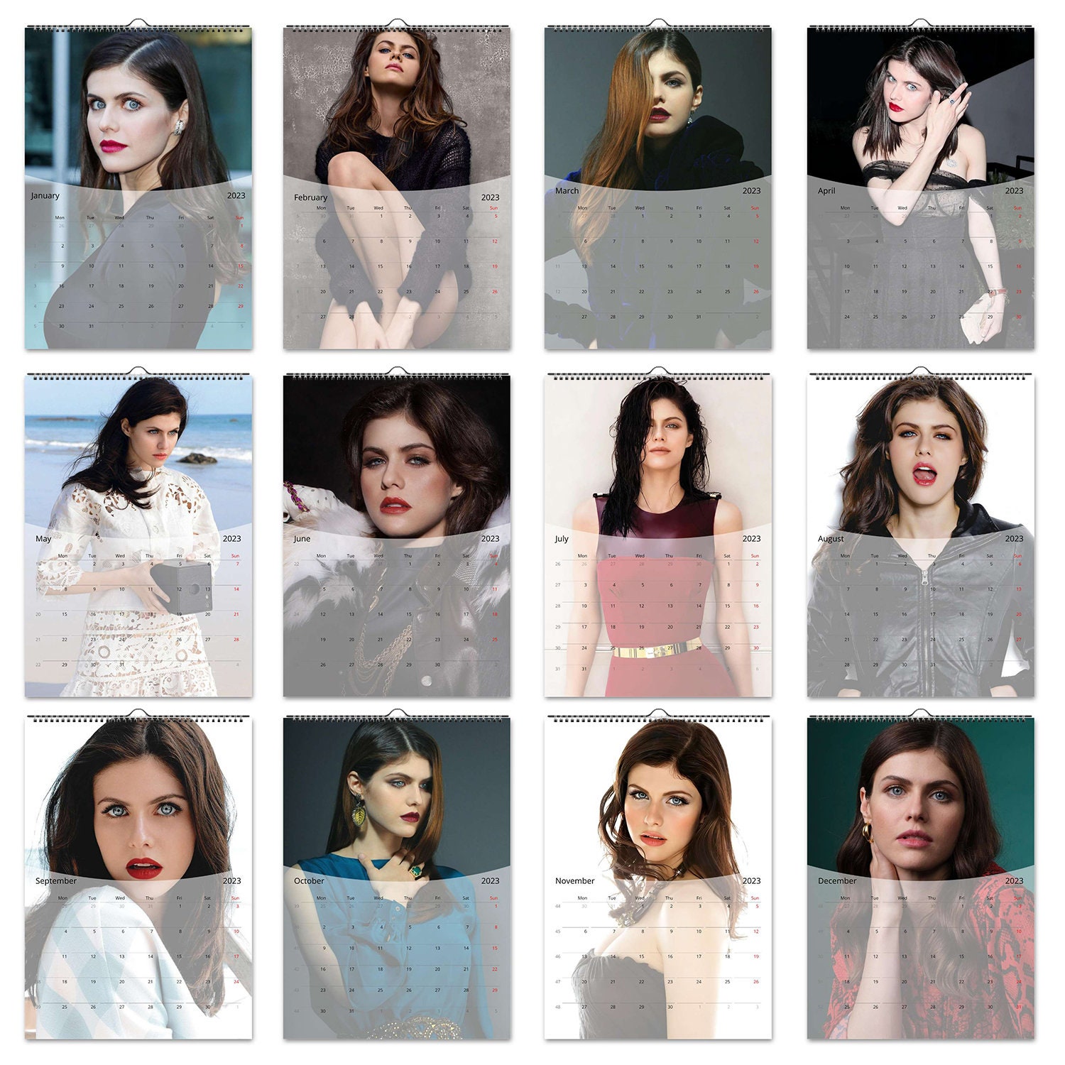 Sexy Seductive Alexandra Daddario 2023/24/25 Personalised Wall Calendar ...