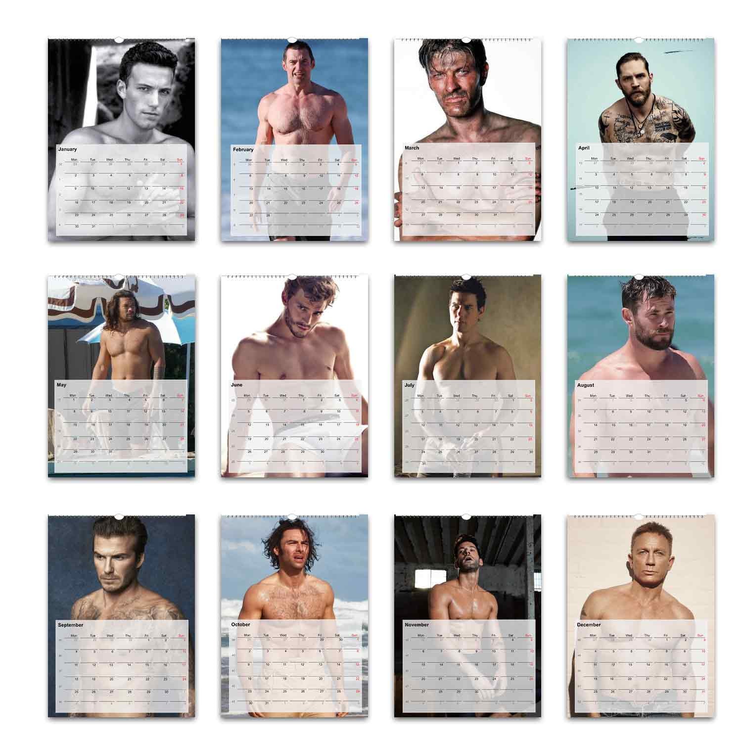 Toplless Celebrity Hunks Full Photo Calendar | Choose Start Month 2026/27 Personalised | Full ...